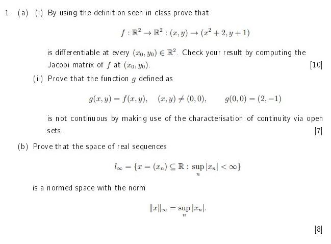 Solved 1. (a) (i) By using the definition seen in class | Chegg.com