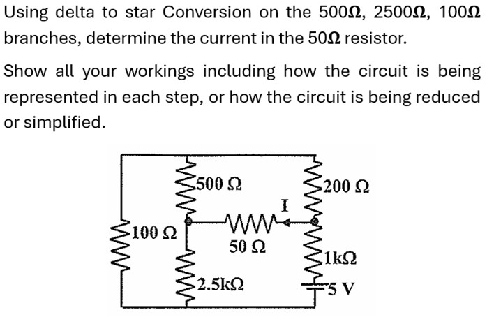 Solved Using delta to ﻿star Conversion on ﻿the | Chegg.com