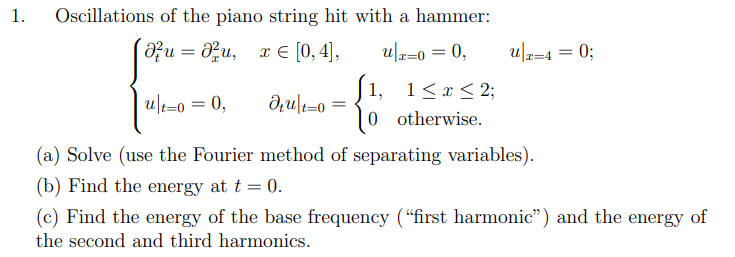 Solved Oscillations of the piano string hit with a hammer: | Chegg.com