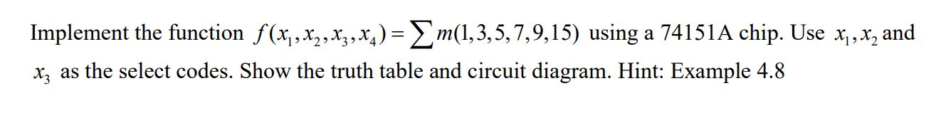 Solved Implement the function f(x1,x2,X3,xx) = | Chegg.com