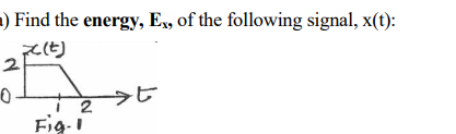 Solved Find the energy, Ex, of the following signal, x(t) : | Chegg.com
