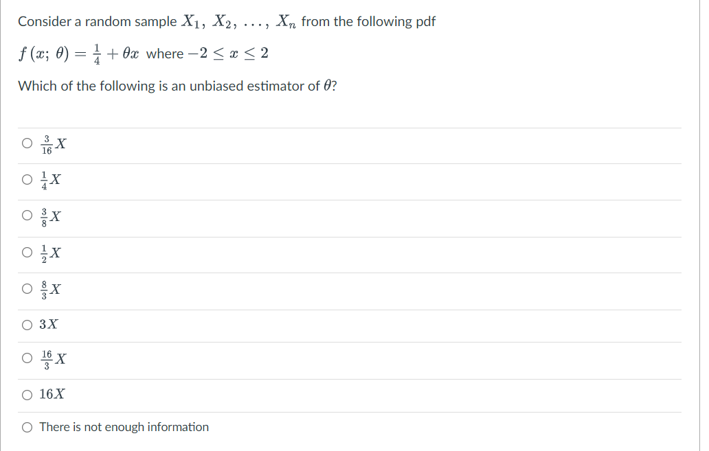 Solved Consider a random sample X1, X2, Xn from the | Chegg.com