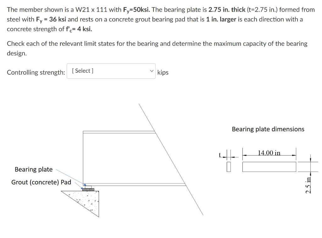 Solved The member shown is a W21 x 111 with Fy=50ksi. The | Chegg.com