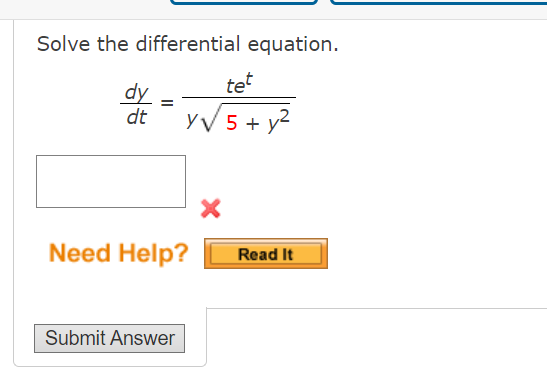Solved Solve the differential equation. dy dt = | Chegg.com