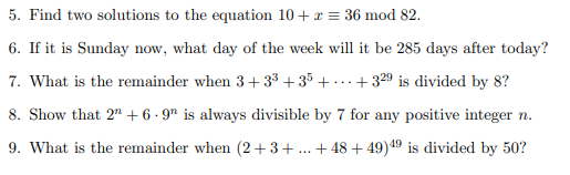 Solved 5. Find two solutions to the equation 10+x≡36mod82. | Chegg.com