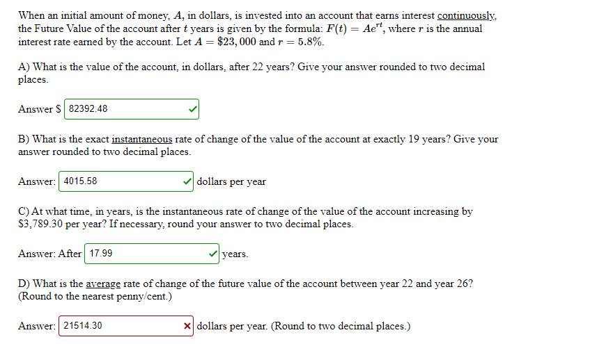 Solved When an initial amount of money, \\( A \\), in | Chegg.com