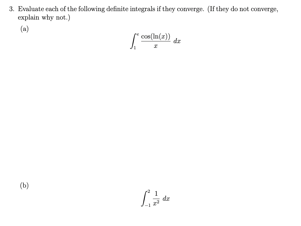 Solved 3. Evaluate each of the following definite integrals | Chegg.com