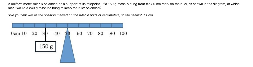 Solved A uniform meter ruler is balanced on a support at its | Chegg.com