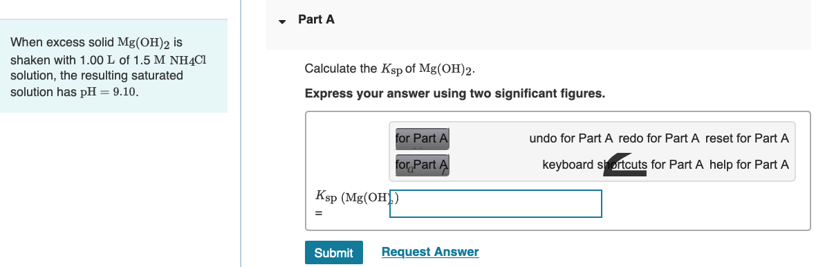 Solved When excess solid Mg(OH)2 is shaken with 1.00 L of | Chegg.com