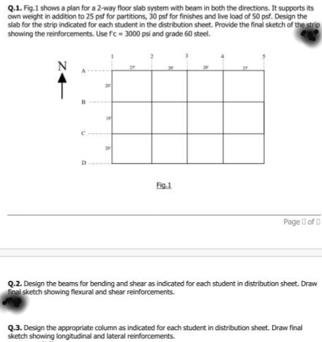 Q.1. Fig.1 shows a plan for a 2-way floor slab system | Chegg.com