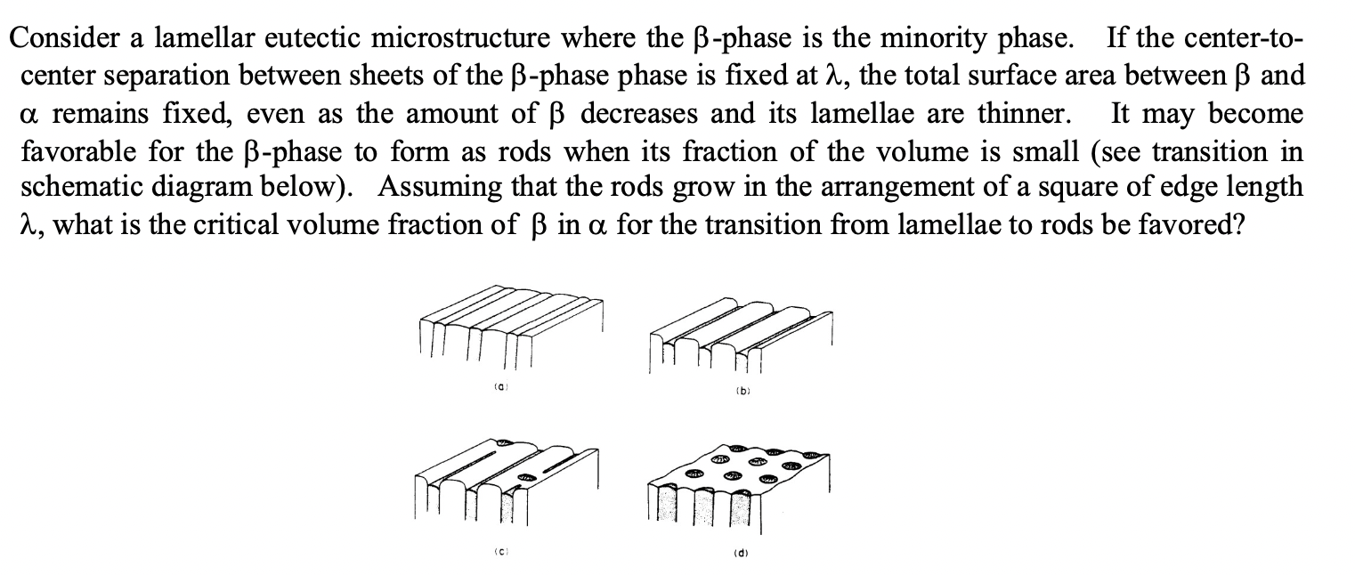 Solved Consider a lamellar eutectic microstructure where the | Chegg.com
