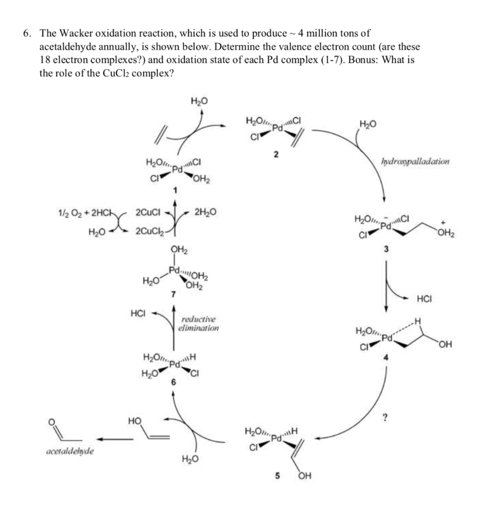 Solved 6. The Wacker oxidation reaction, which is used to | Chegg.com