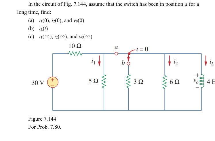 In the circuit of Fig. 7.144, ﻿assume that the switch | Chegg.com