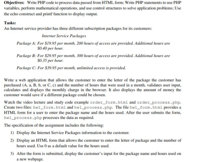 Solved Objectives: Write PHP code to process data passed | Chegg.com