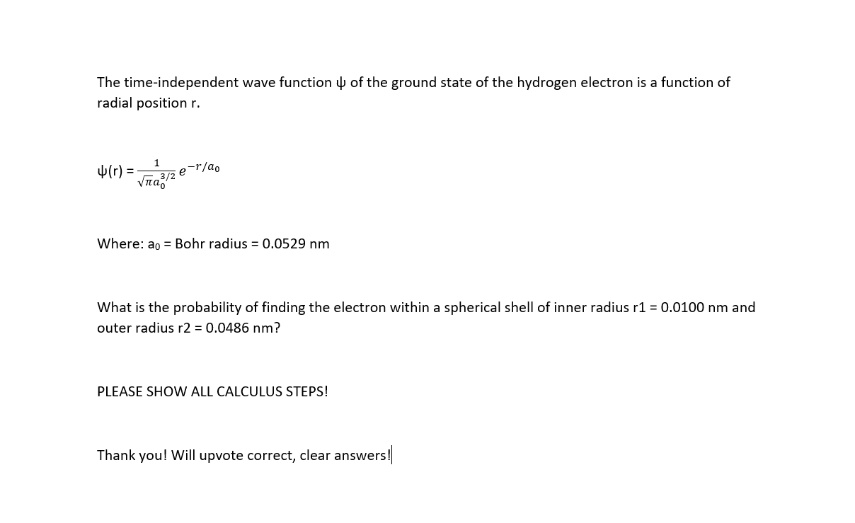 Solved The time-independent wave function ψ of the ground | Chegg.com