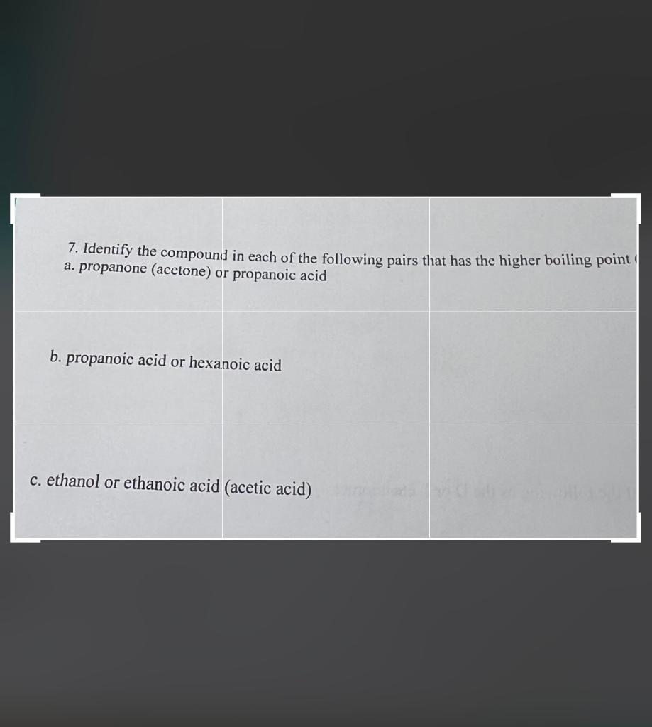 Solved 7. Identify the compound in each of the following | Chegg.com