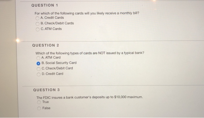 Solved QUESTION 1 For which of the following cards will you | Chegg.com