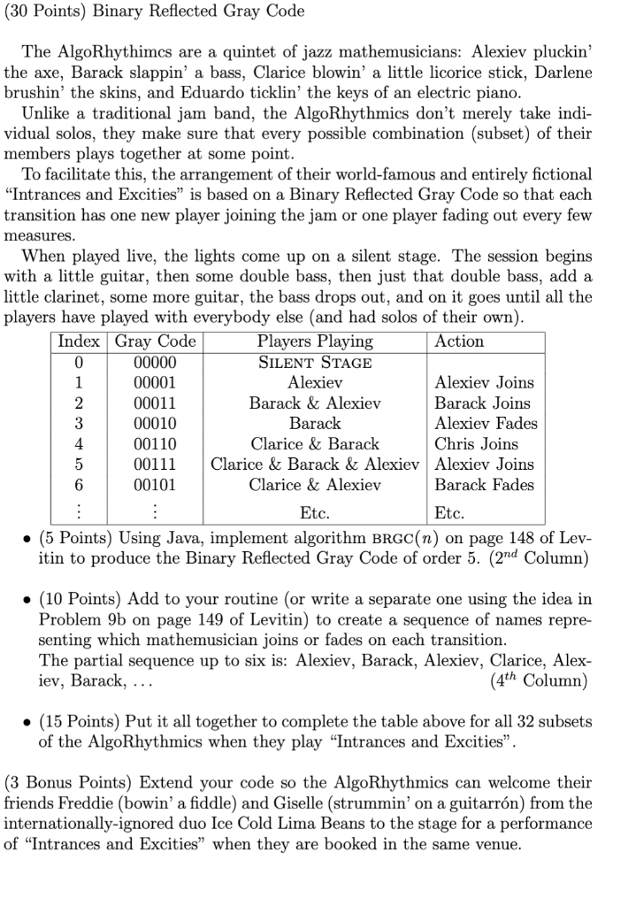 (30 Points) Binary Reflected Gray Code The | Chegg.com