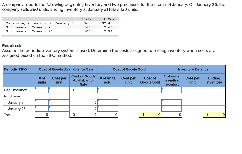 Solved A company reports the following beginning inventory | Chegg.com