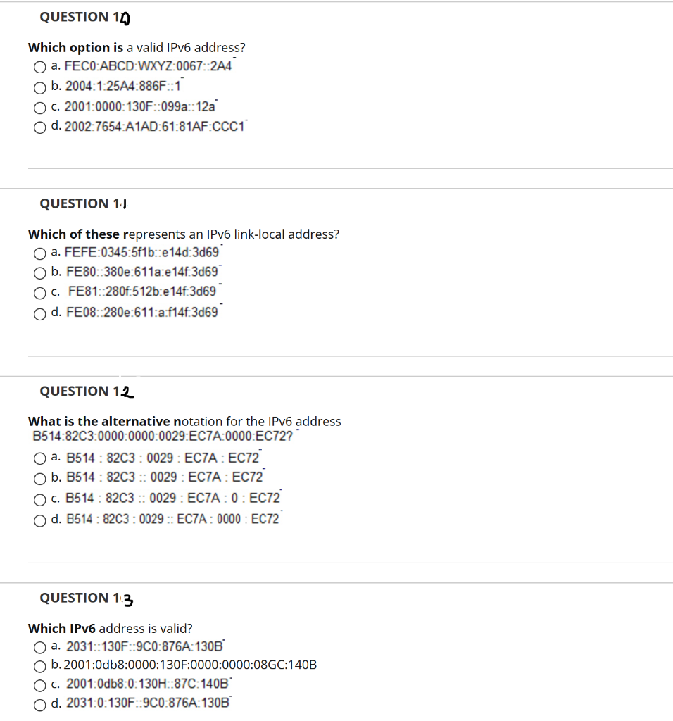 Solved QUESTION 22 Which three statements about IPv6 address | Chegg.com