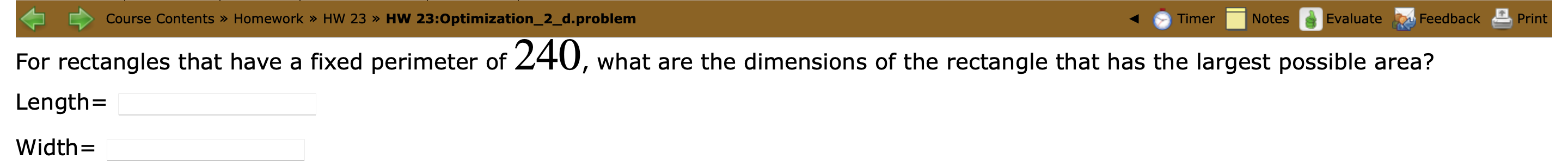 Solved For rectangles that have a fixed perimeter of 240, | Chegg.com