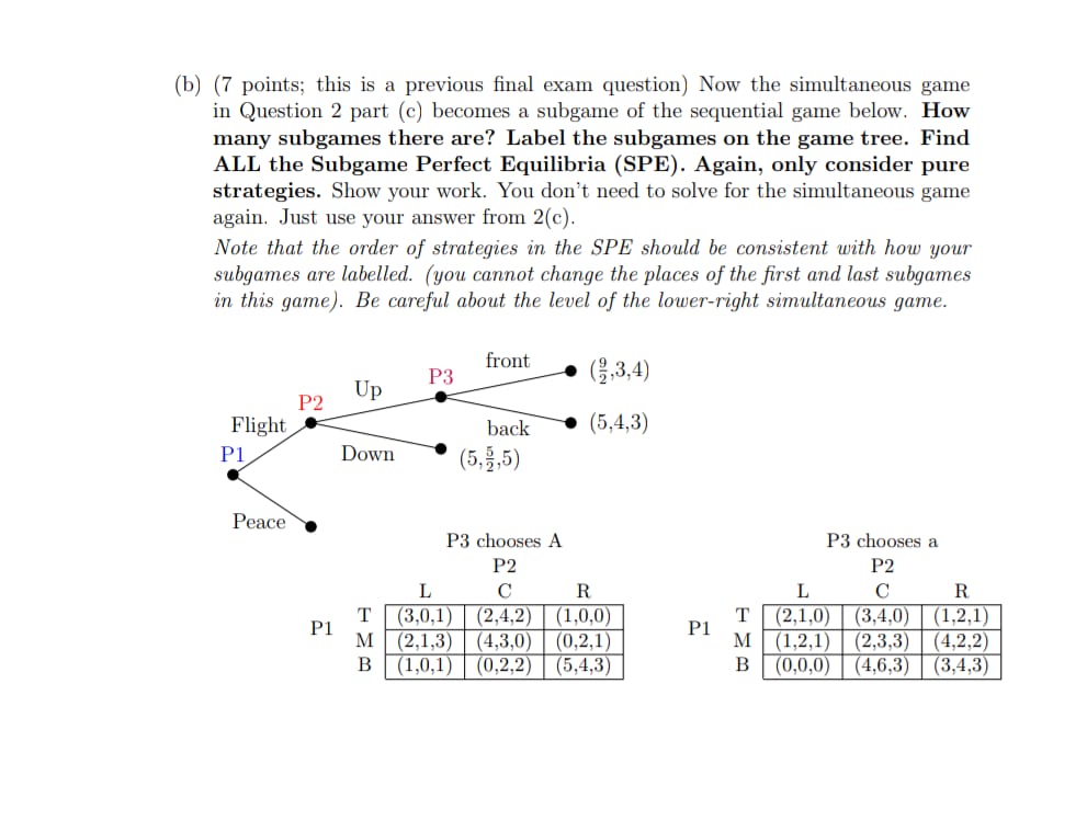 Solved (b) (7 ﻿points; this is a previous final exam | Chegg.com