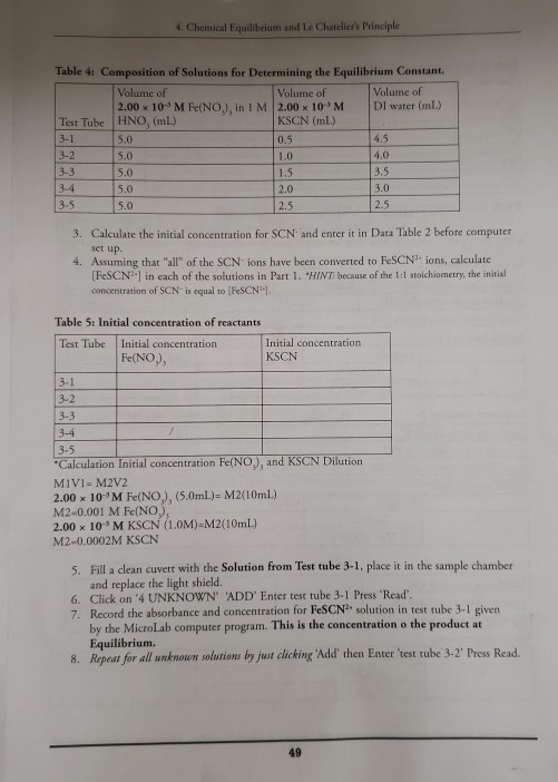 4. Chemical Equilibrium and Le Chatelier's Principle | Chegg.com