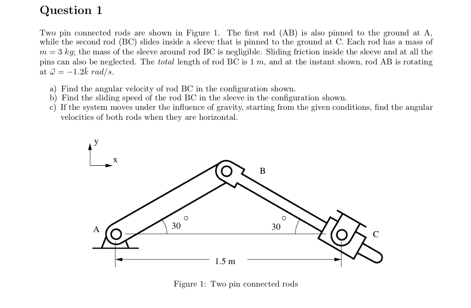 Solved Question 1 Two pin connected rods are shown in Figure | Chegg.com
