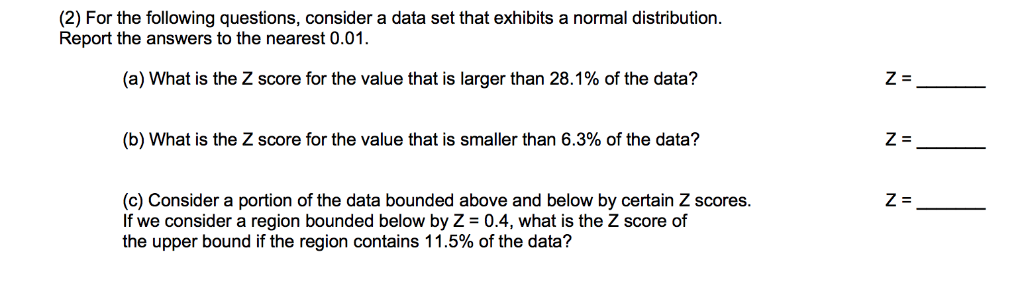Solved (2) For the following questions, consider a data set | Chegg.com