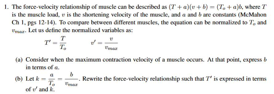 Solved The force-velocity relationship of muscle can be | Chegg.com