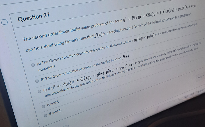 Solved Question 27 The second order linear initial value | Chegg.com