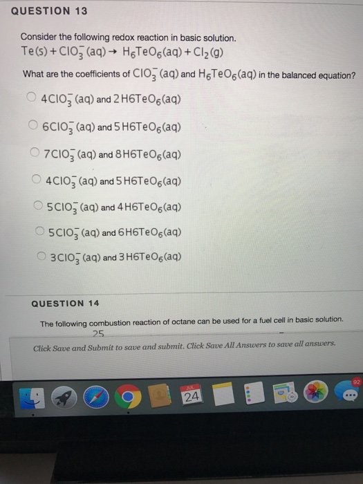Solved QUESTION 13 Consider the following redox reaction in | Chegg.com