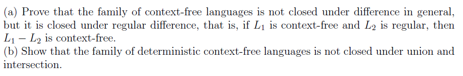 Solved (a) Prove that the family of context-free languages | Chegg.com