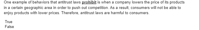 Solved One example of behaviors that antitrust laws prohibit | Chegg.com