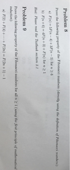 Solved Prove the following property of the Fibonacci numbers | Chegg.com