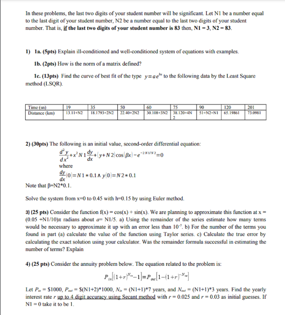 Solved In these problems, the last two digits of your | Chegg.com