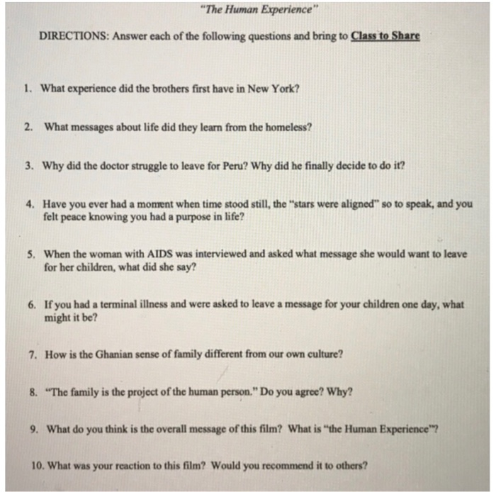 Solved These questions are based on a movie/ documentary | Chegg.com