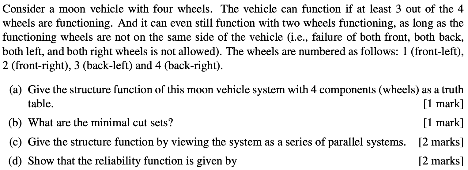 Solved Consider a moon vehicle with four wheels. The vehicle | Chegg.com