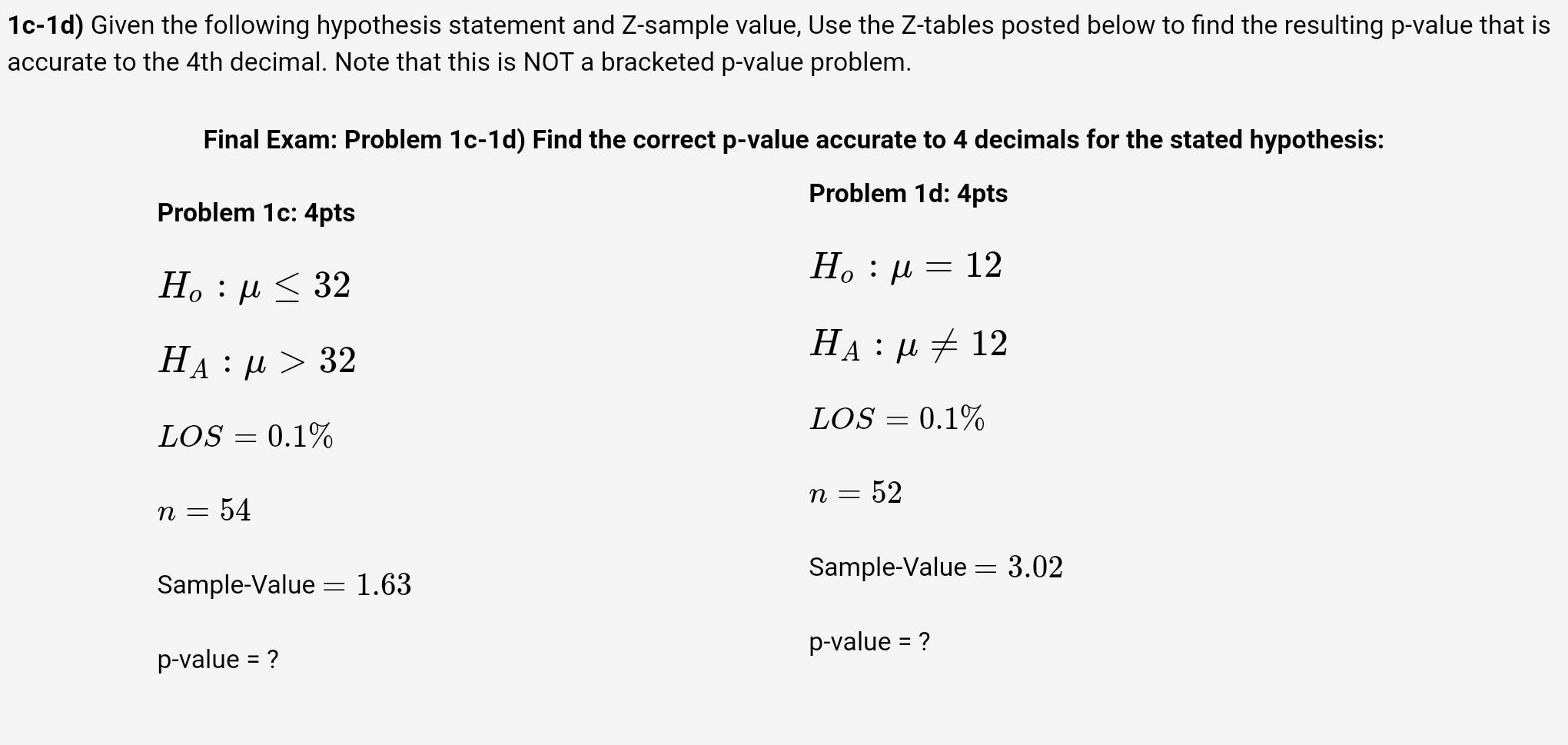 Solved 1c-1d) Given the following hypothesis statement and | Chegg.com