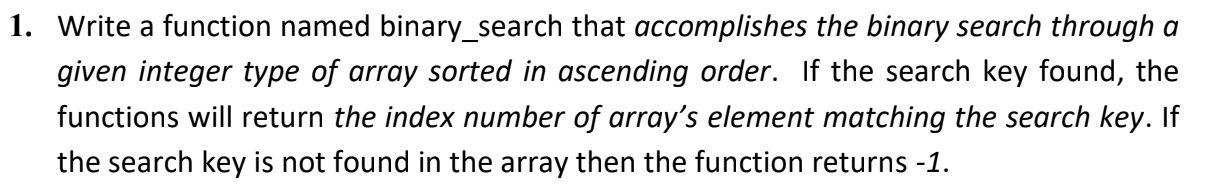 Solved 1. Write a function named binary_search that | Chegg.com