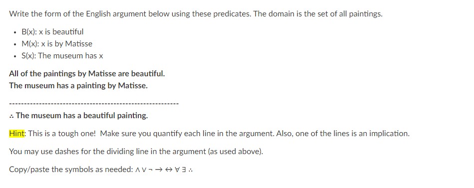 Solved Write the form of the English argument below using | Chegg.com