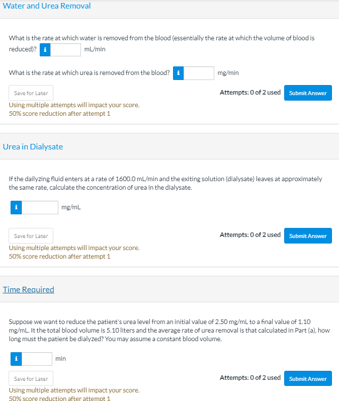 Solved An artificial kidney is a device that removes water | Chegg.com