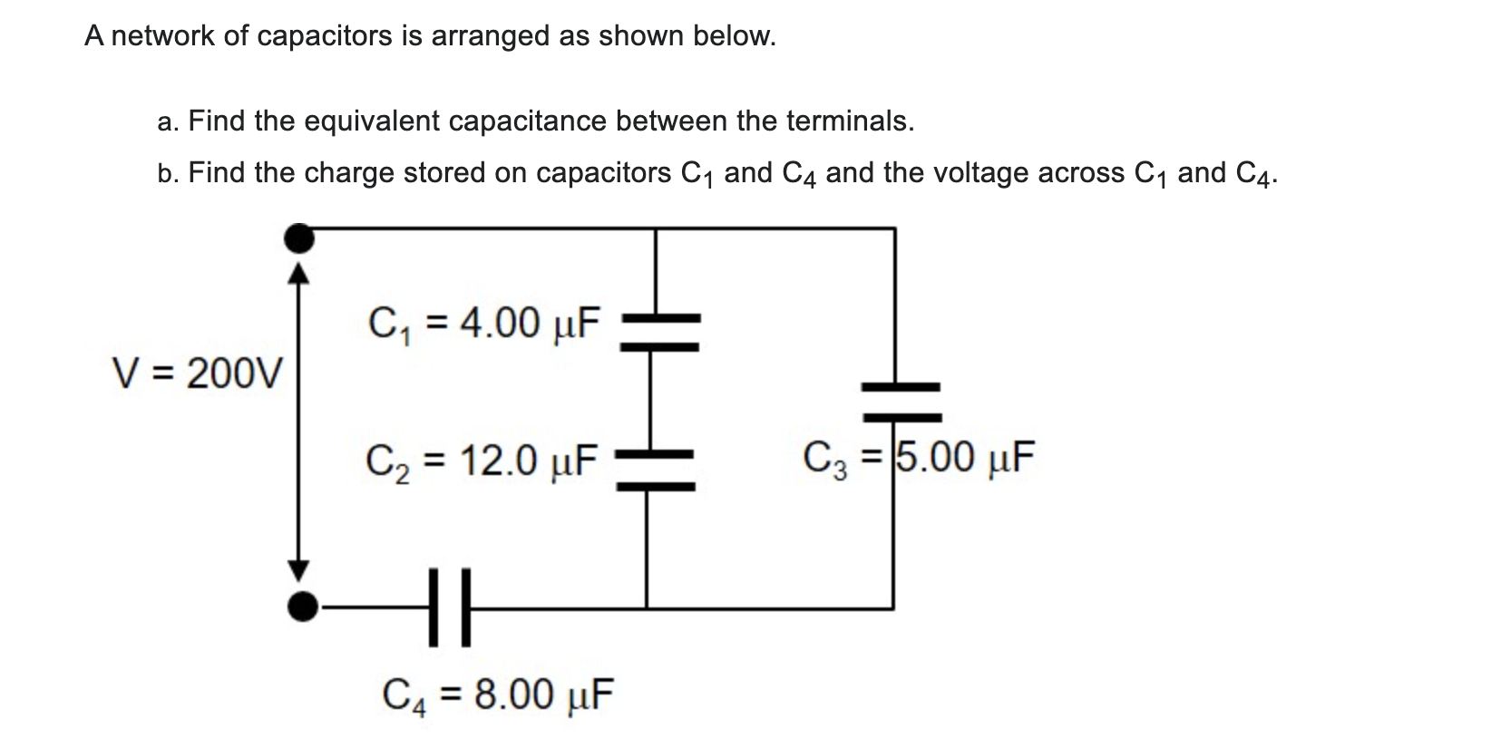Solved A network of capacitors is arranged as shown below. | Chegg.com