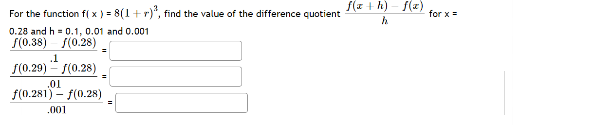 For the function f(x)=8(1+r)3, find the value of the | Chegg.com