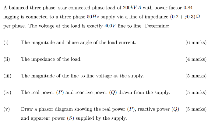 Solved A balanced three phase, star connected phase load of | Chegg.com Solved A balanced three phase, star connected phase load of | Chegg.com