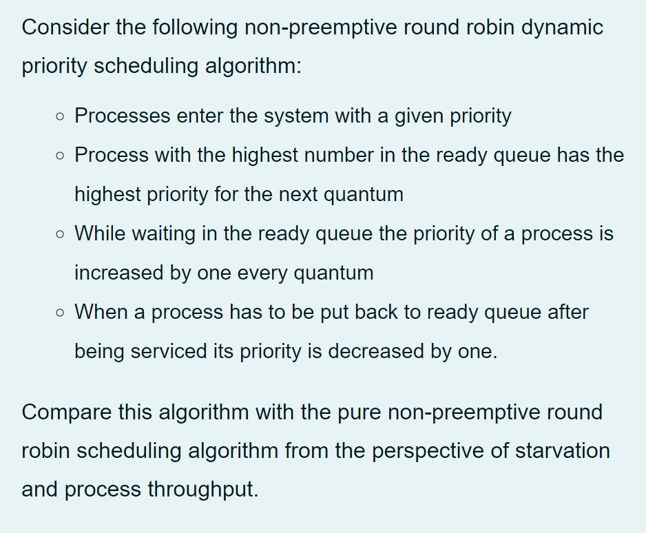 Solved Consider the following non-preemptive round robin | Chegg.com