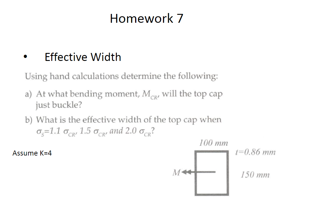 Solved by an EXPERT Homework 7Effective WidthUsing hand calculations | Chegg.com