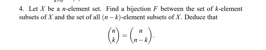 Solved 4. Let \\( X \\) be a \\( n \\)-element set. Find a | Chegg.com