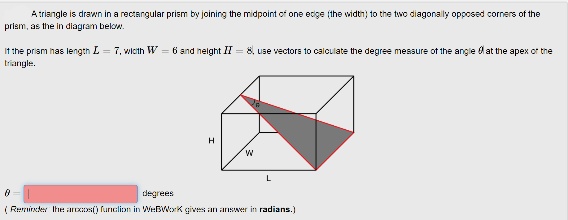 Solved A triangle is drawn in a rectangular prism by joining | Chegg.com
