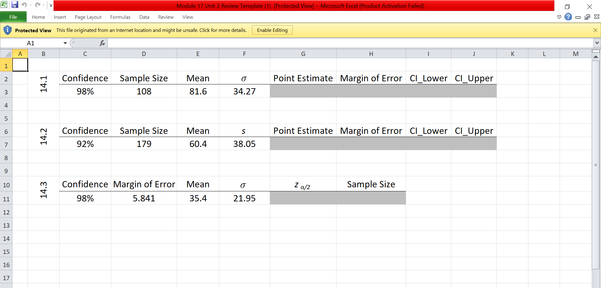 Solved Module 14 Data on the "Module 14" worksheet contains | Chegg.com
